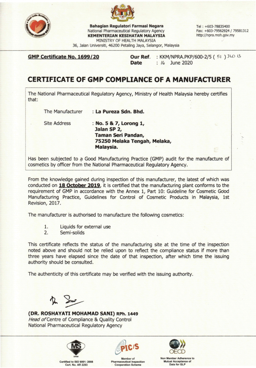 GMP Certificate – Lapureza
